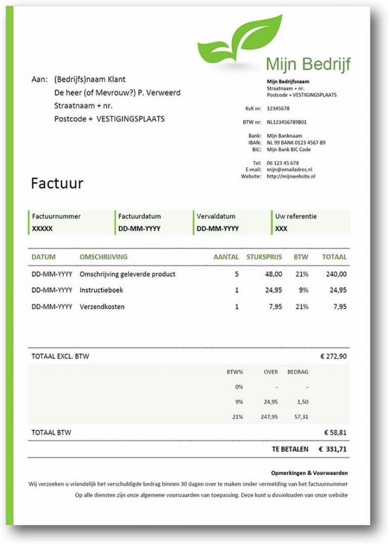 Download gratis btw factuur en start met factureren